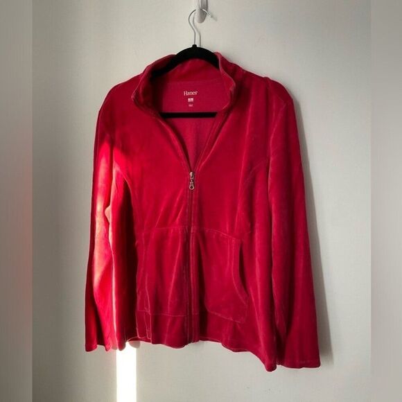 Hanes | Jackets & Coats | Vintage Hanes Zip Up Red Sweater Jacket ...